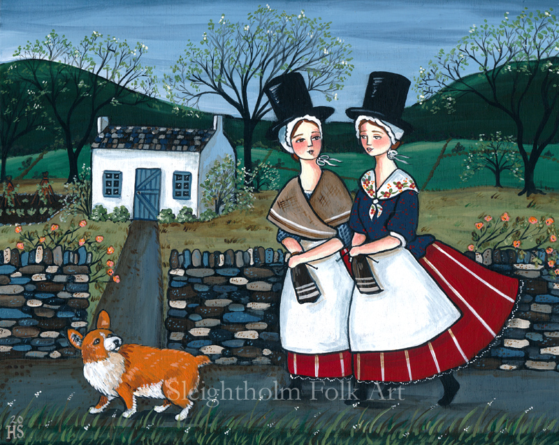 Welsh Knitters painting & the unique Welsh dress – Sleightholm Folk Art