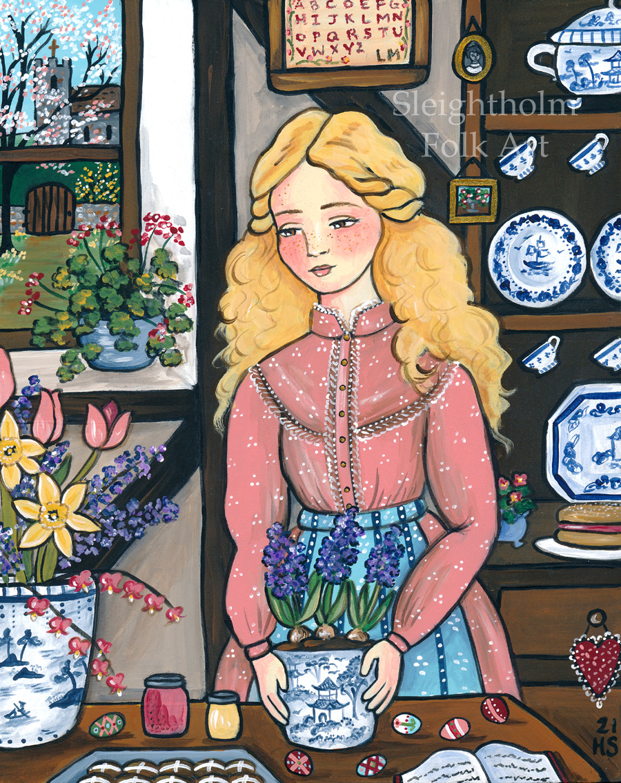 New Painting: LUcy’s Spring Kitchen – Sleightholm Folk Art