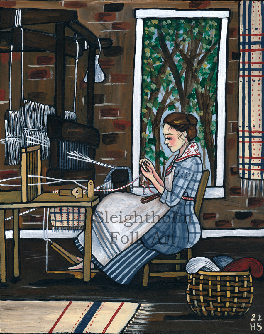 New Painting: Weaver’s Reverie – Sleightholm Folk Art